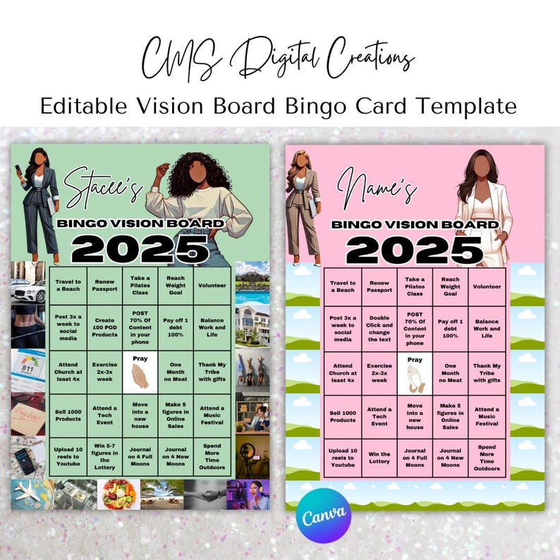 Bingo Vision Board Template | Vision Board | New Year Vision Board ...