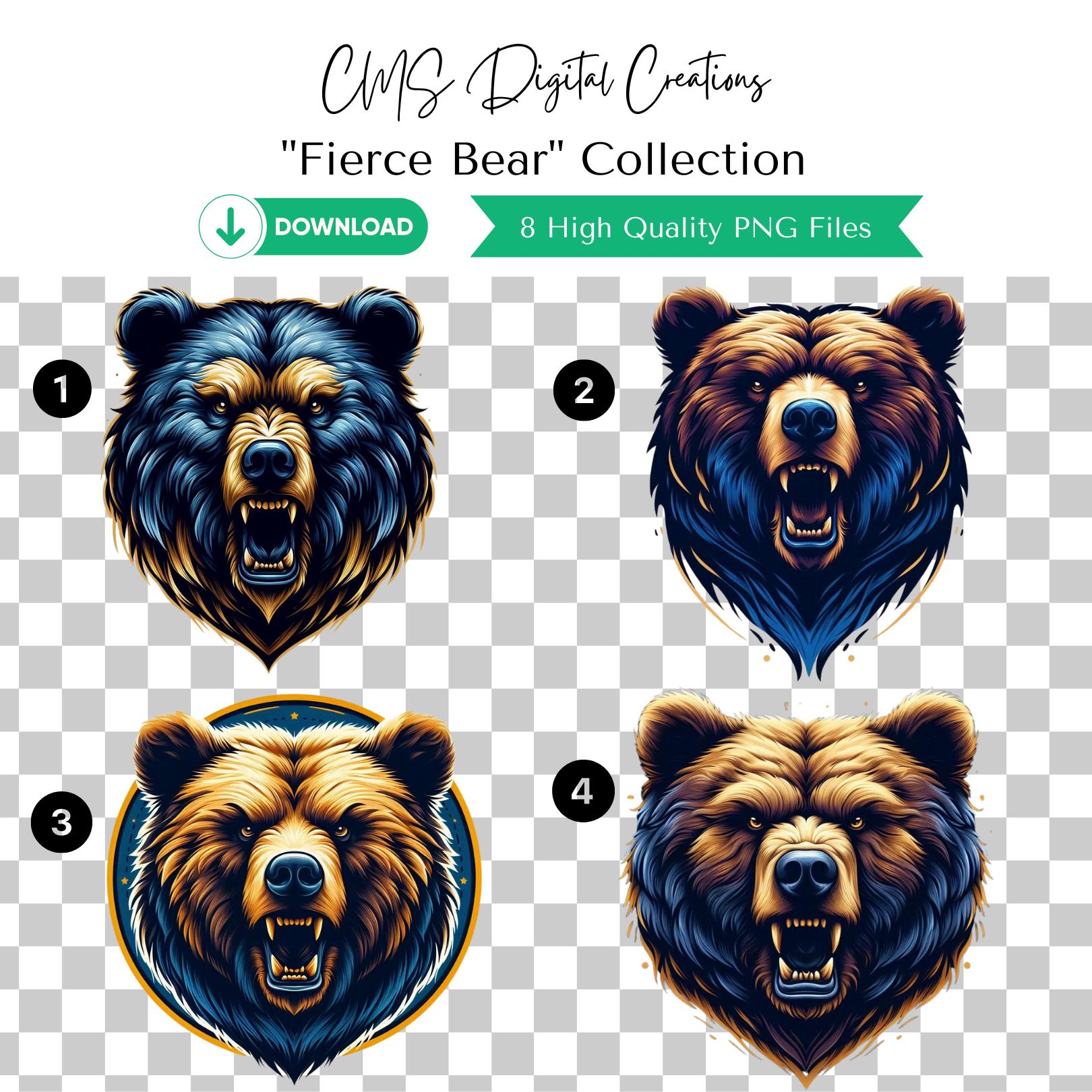 Fierce Bear Clipart Bundle | Roaring Bear | Wildlife Art | Bear Clipart ...