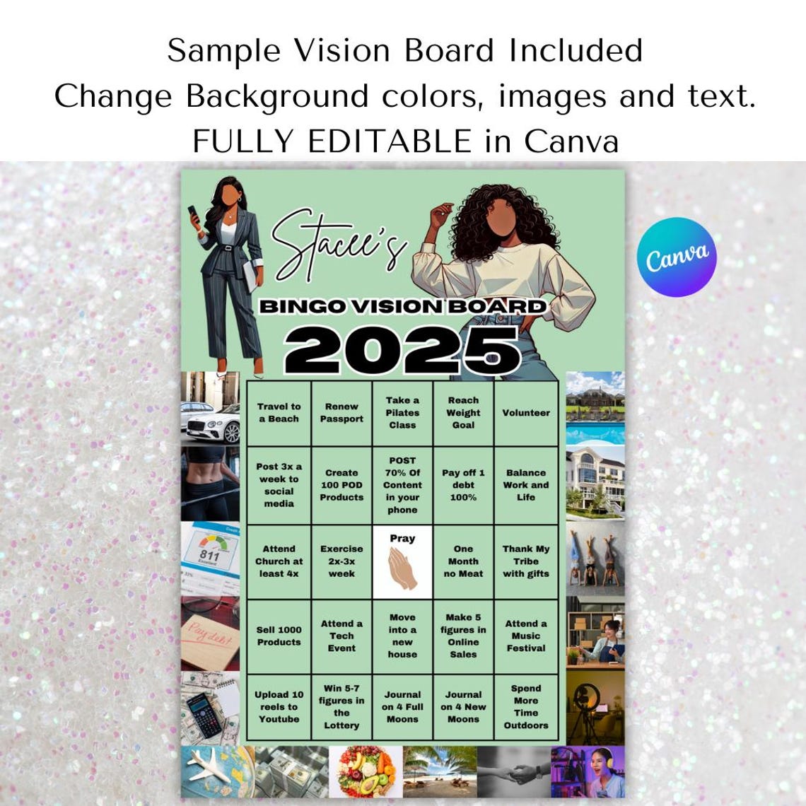 Bingo Vision Board Template | Vision Board | New Year Vision Board ...