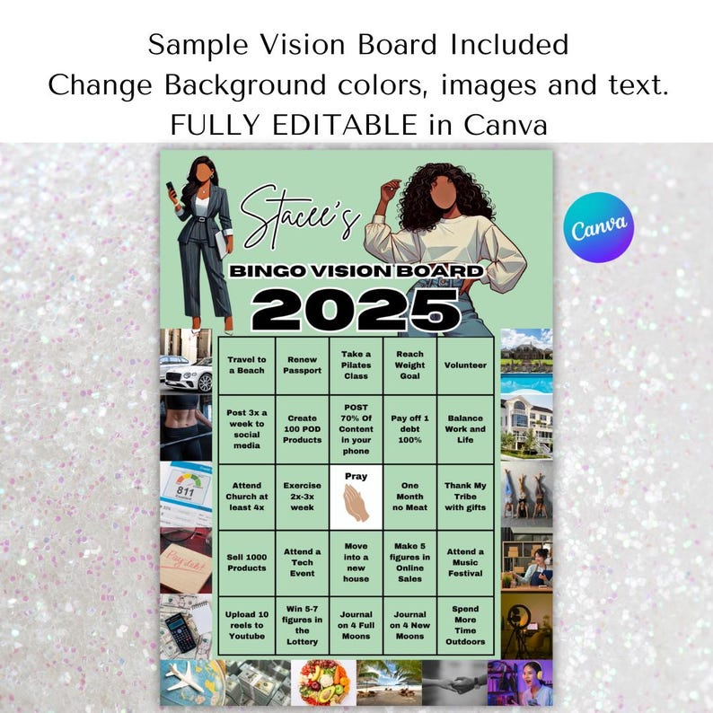 Bingo Vision Board Template | Vision Board | New Year Vision Board ...