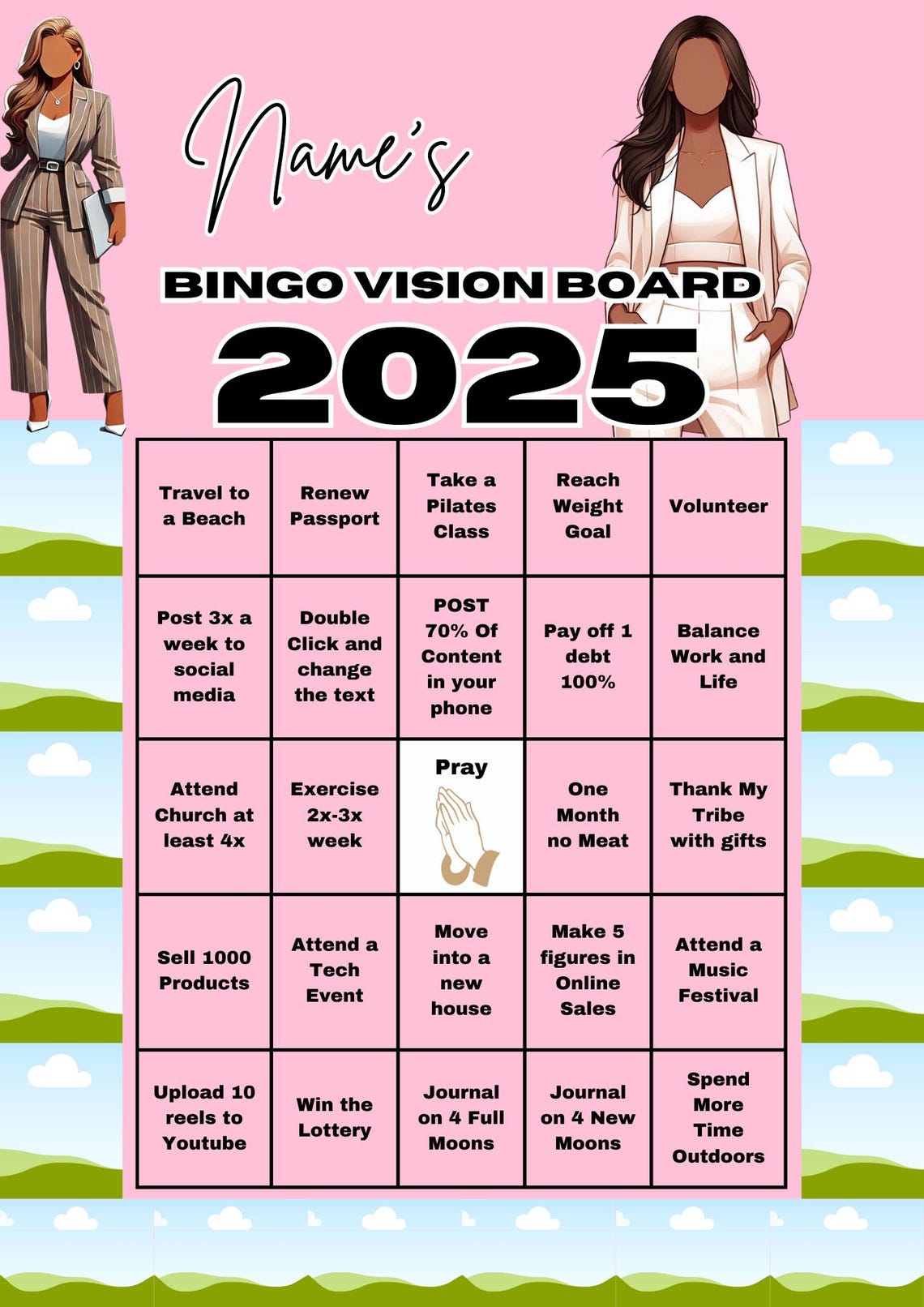 Bingo Vision Board Template | Vision Board | New Year Vision Board ...
