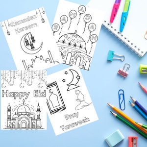 Set of 20 Ramadan and Eid Coloring Pages, Ramadan Kids Coloring Book ...
