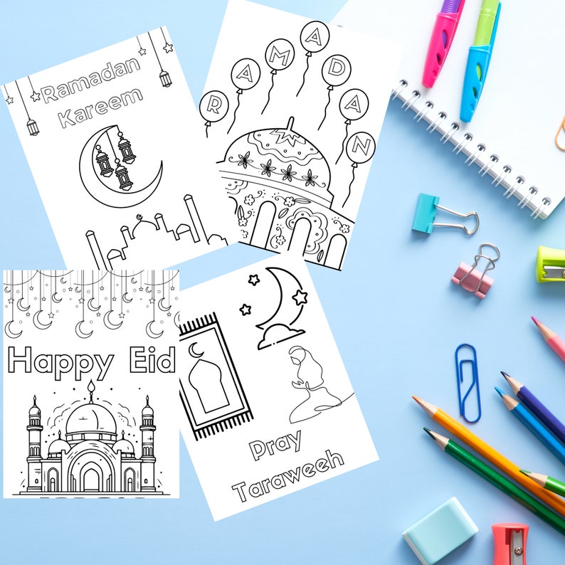Set of 20 Ramadan and Eid Coloring Pages, Ramadan Kids Coloring Book ...