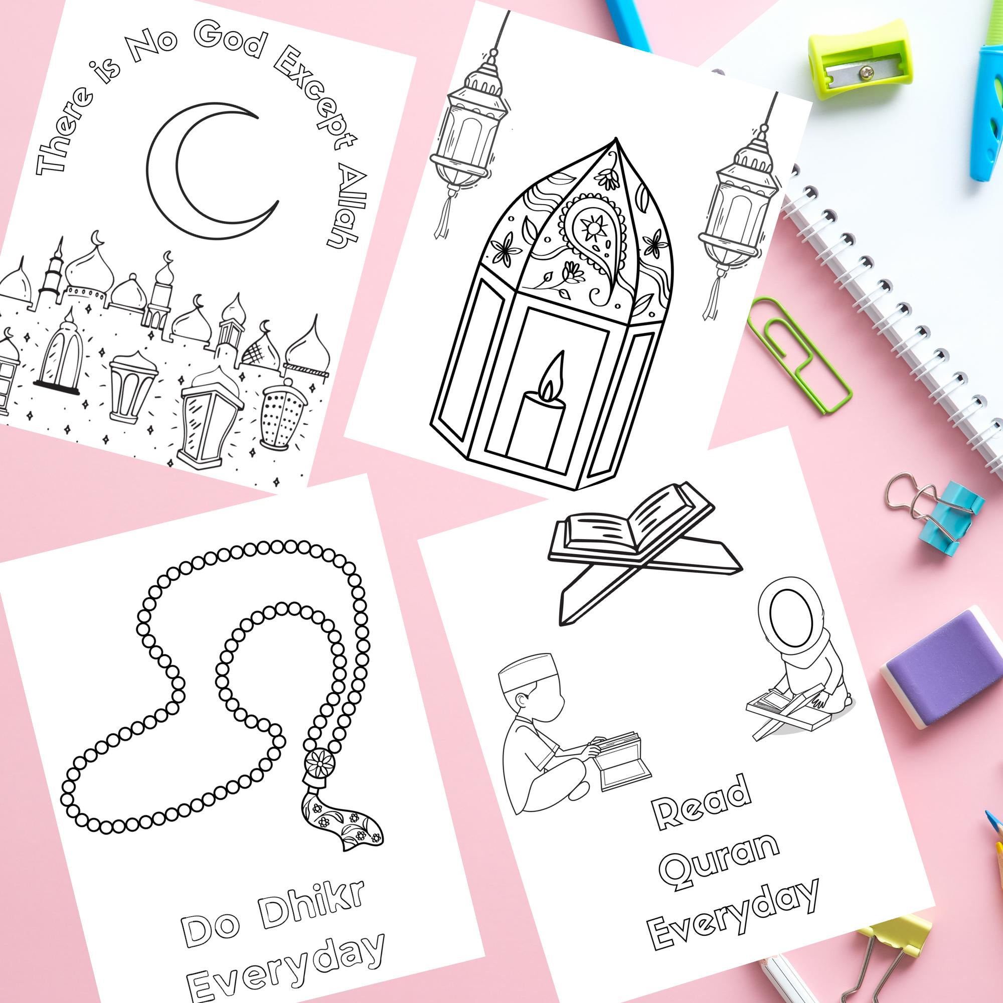 25 Kids Islamic Coloring Pages, Muslim Kids Coloring Book, Islamic Kids ...