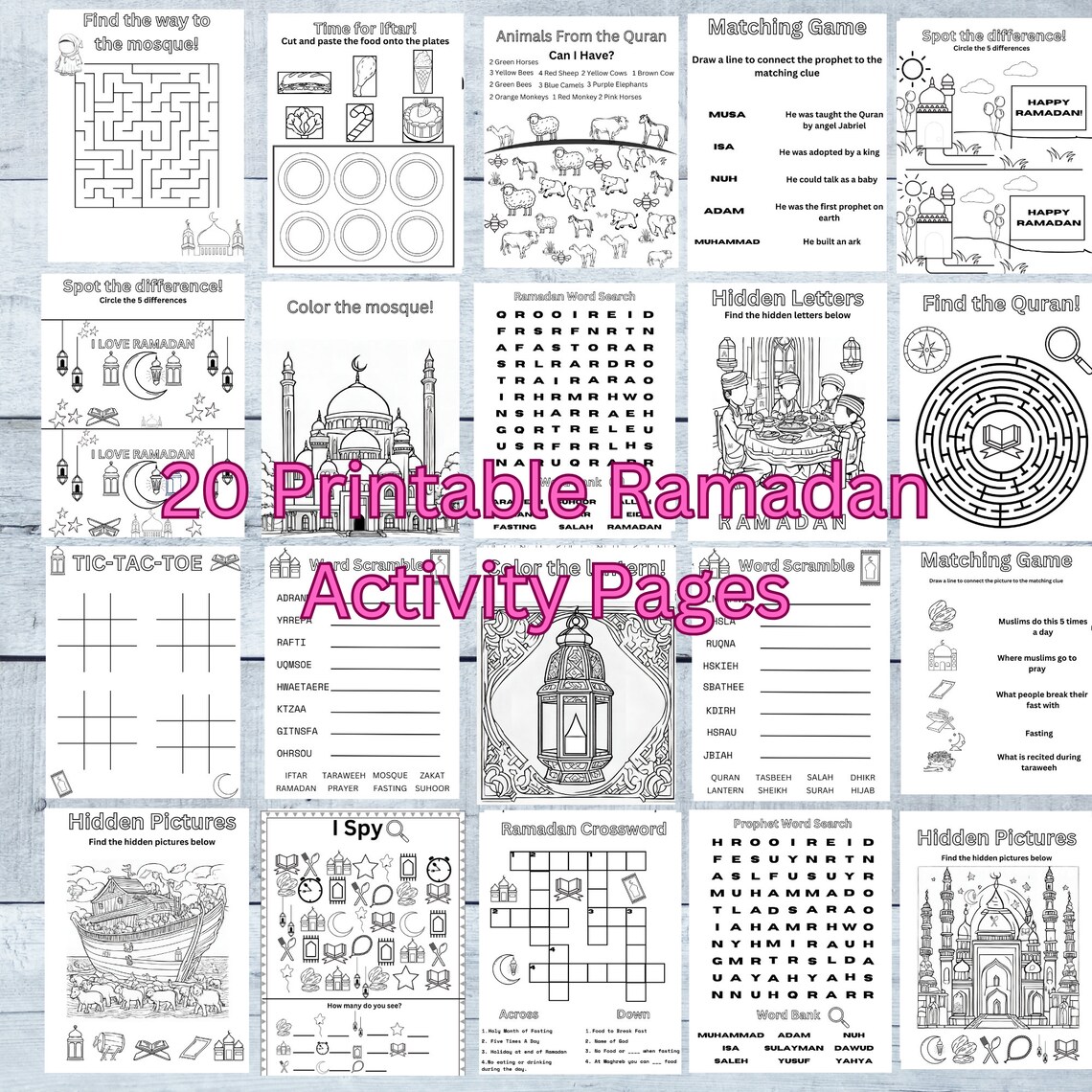 Set of 40 Ramadan and Eid Coloring Pages & Activity Pages, Ramadan Kids ...