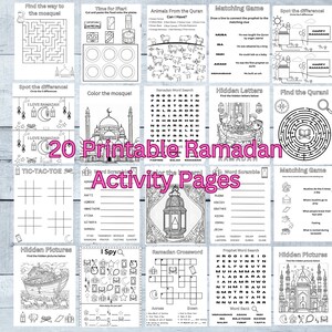 Set of 40 Ramadan and Eid Coloring Pages & Activity Pages, Ramadan Kids ...