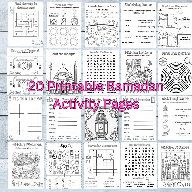 Set of 40 Ramadan and Eid Coloring Pages & Activity Pages, Ramadan Kids ...