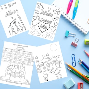 25 Kids Islamic Coloring Pages, Muslim Kids Coloring Book, Islamic Kids ...