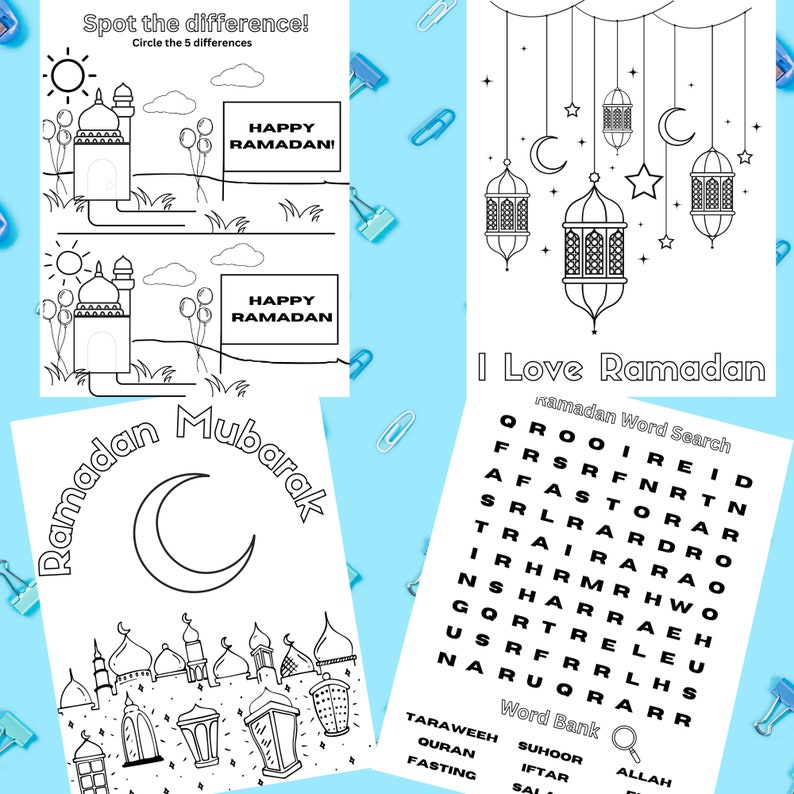 Set of 40 Ramadan and Eid Coloring Pages & Activity Pages, Ramadan Kids ...