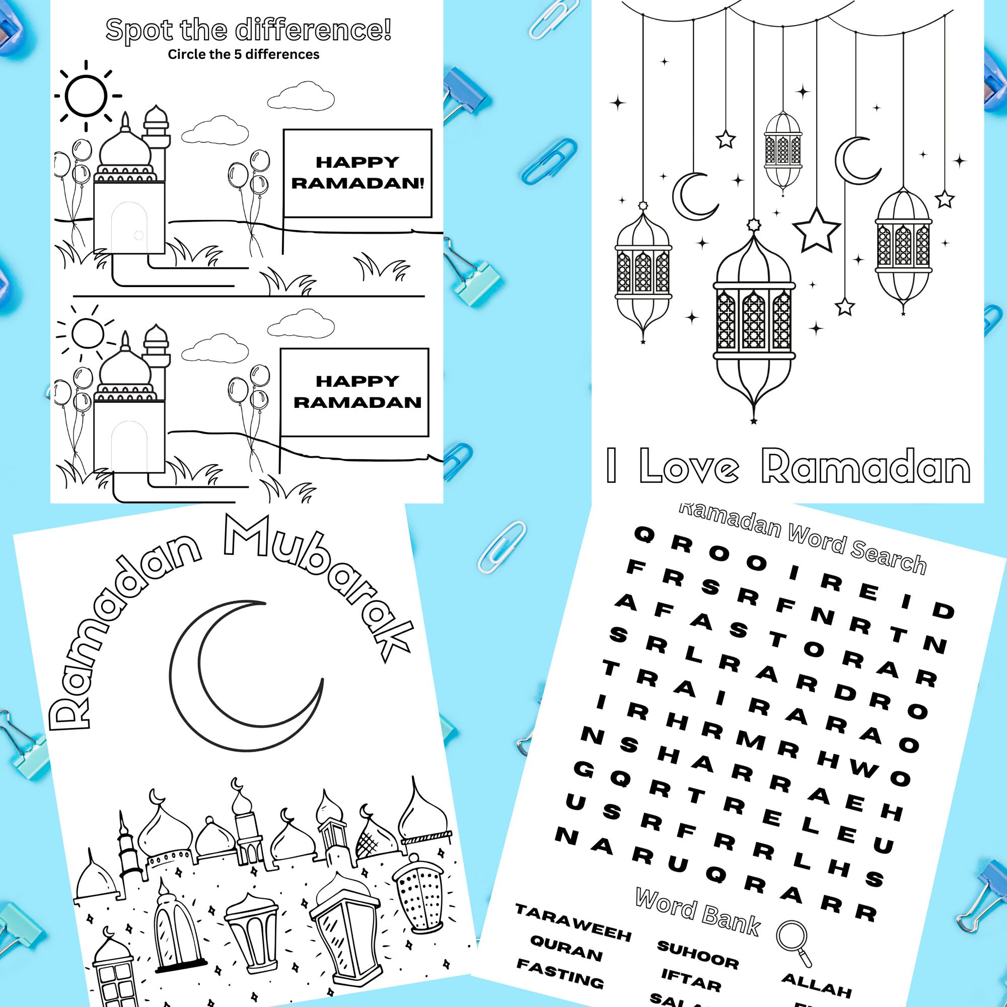 Set of 40 Ramadan and Eid Coloring Pages & Activity Pages, Ramadan Kids ...