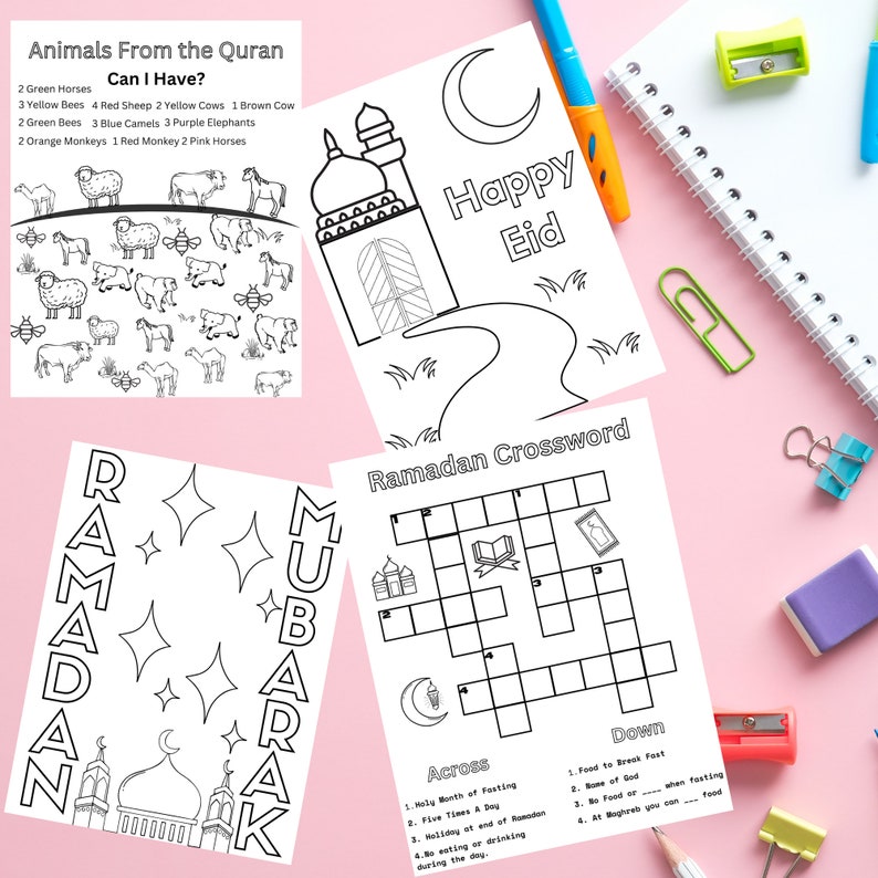 Set of 40 Ramadan and Eid Coloring Pages & Activity Pages, Ramadan Kids ...