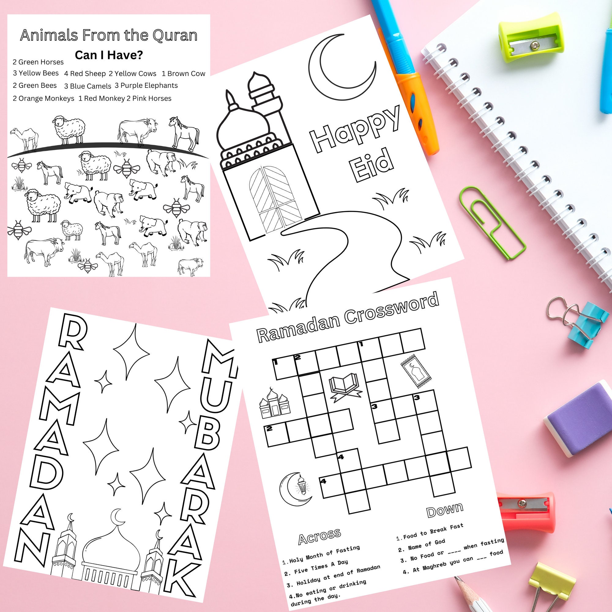 Set of 40 Ramadan and Eid Coloring Pages & Activity Pages, Ramadan Kids ...