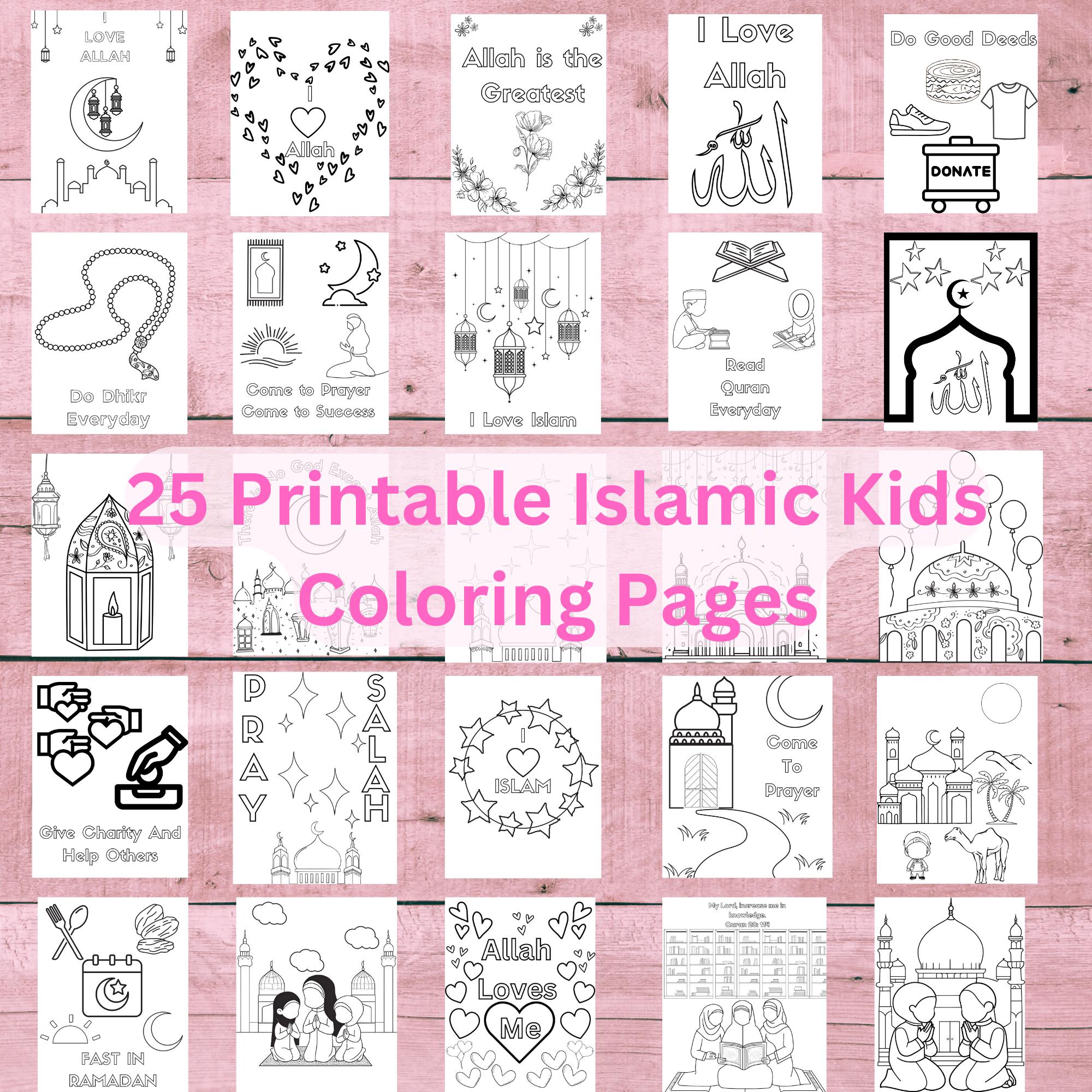 25 Kids Islamic Coloring Pages, Muslim Kids Coloring Book, Islamic Kids ...