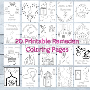Set of 20 Ramadan and Eid Coloring Pages, Ramadan Kids Coloring Book ...