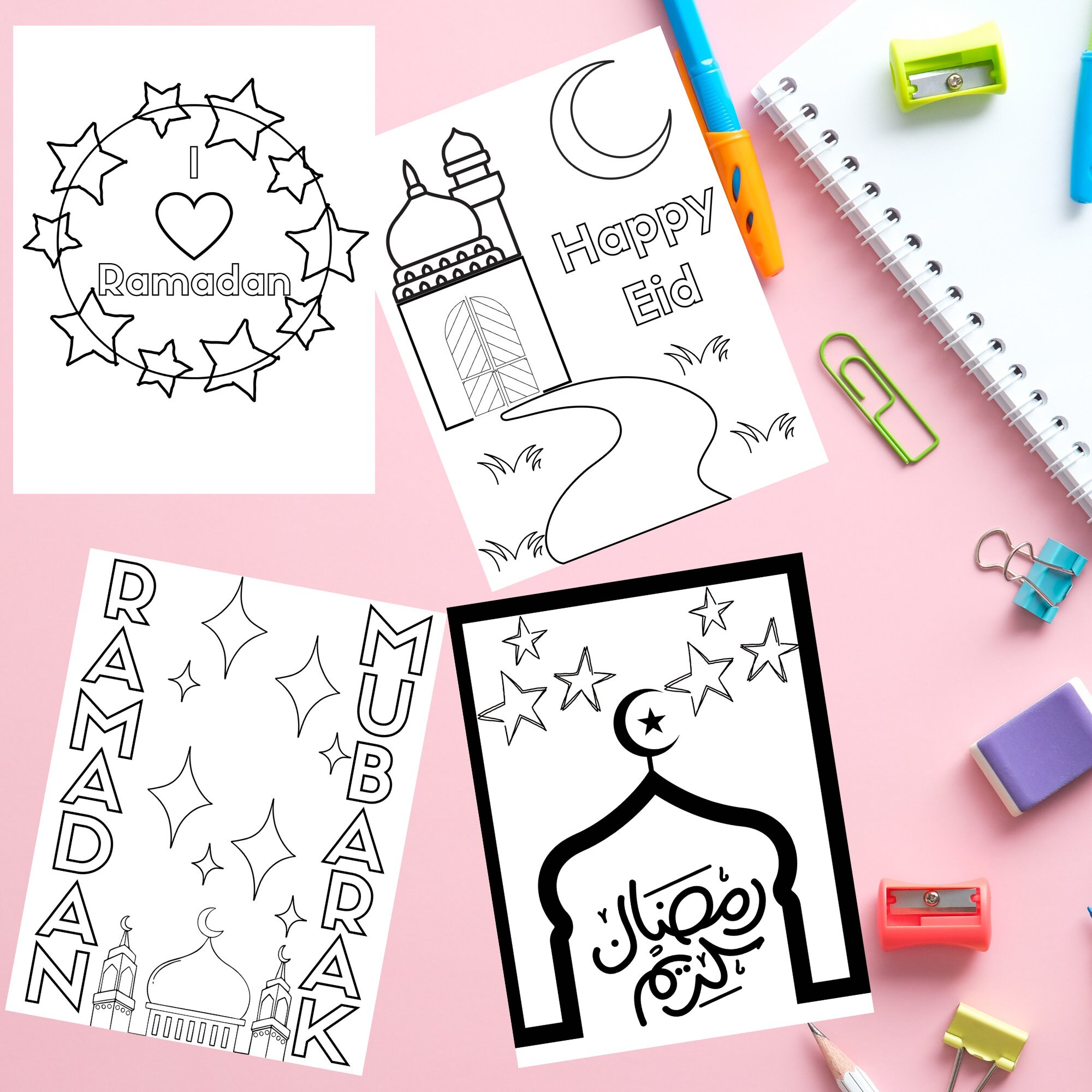 Set of 20 Ramadan and Eid Coloring Pages, Ramadan Kids Coloring Book ...