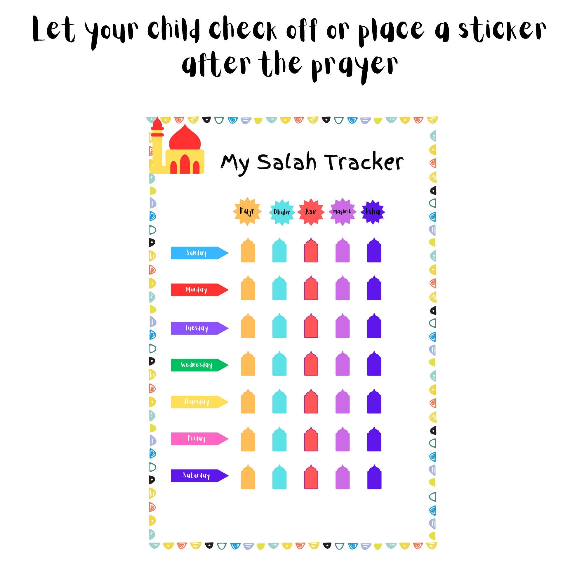 Kids Salah Tracker, Kids Prayer Tracker, Islamic Kids Print, Islamic ...