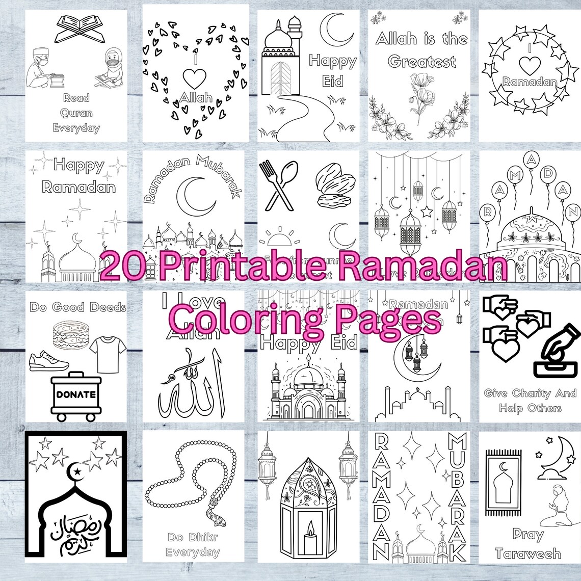 Set of 40 Ramadan and Eid Coloring Pages & Activity Pages, Ramadan Kids ...