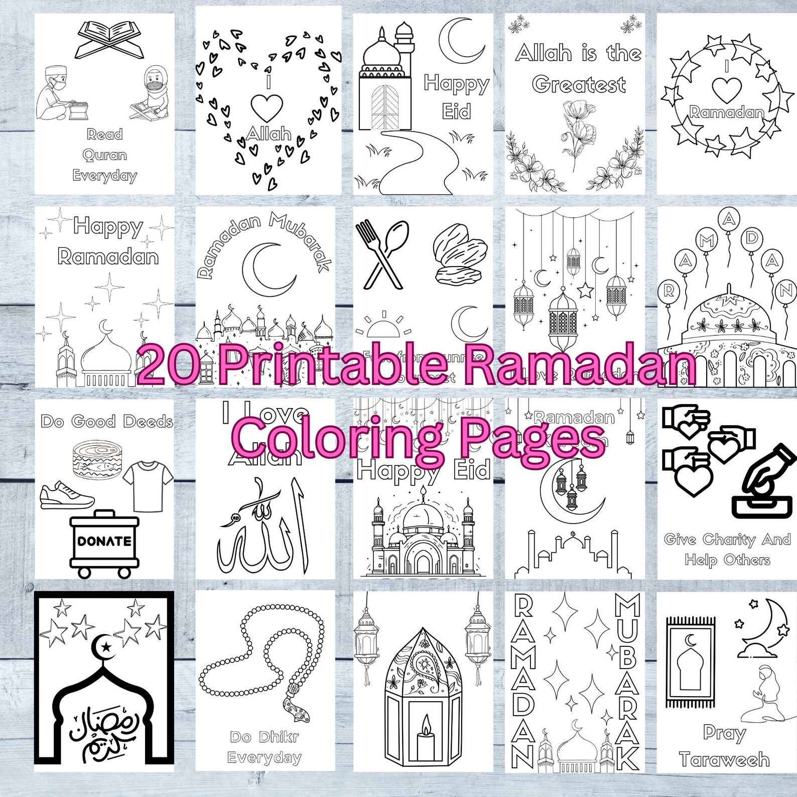 Set of 40 Ramadan and Eid Coloring Pages & Activity Pages, Ramadan Kids ...