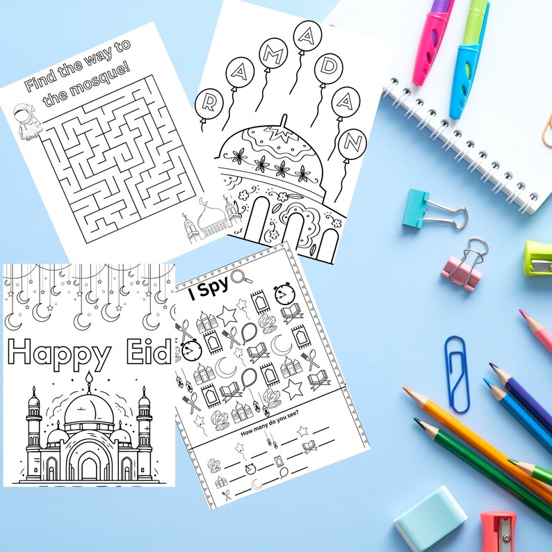 Set of 40 Ramadan and Eid Coloring Pages & Activity Pages, Ramadan Kids ...