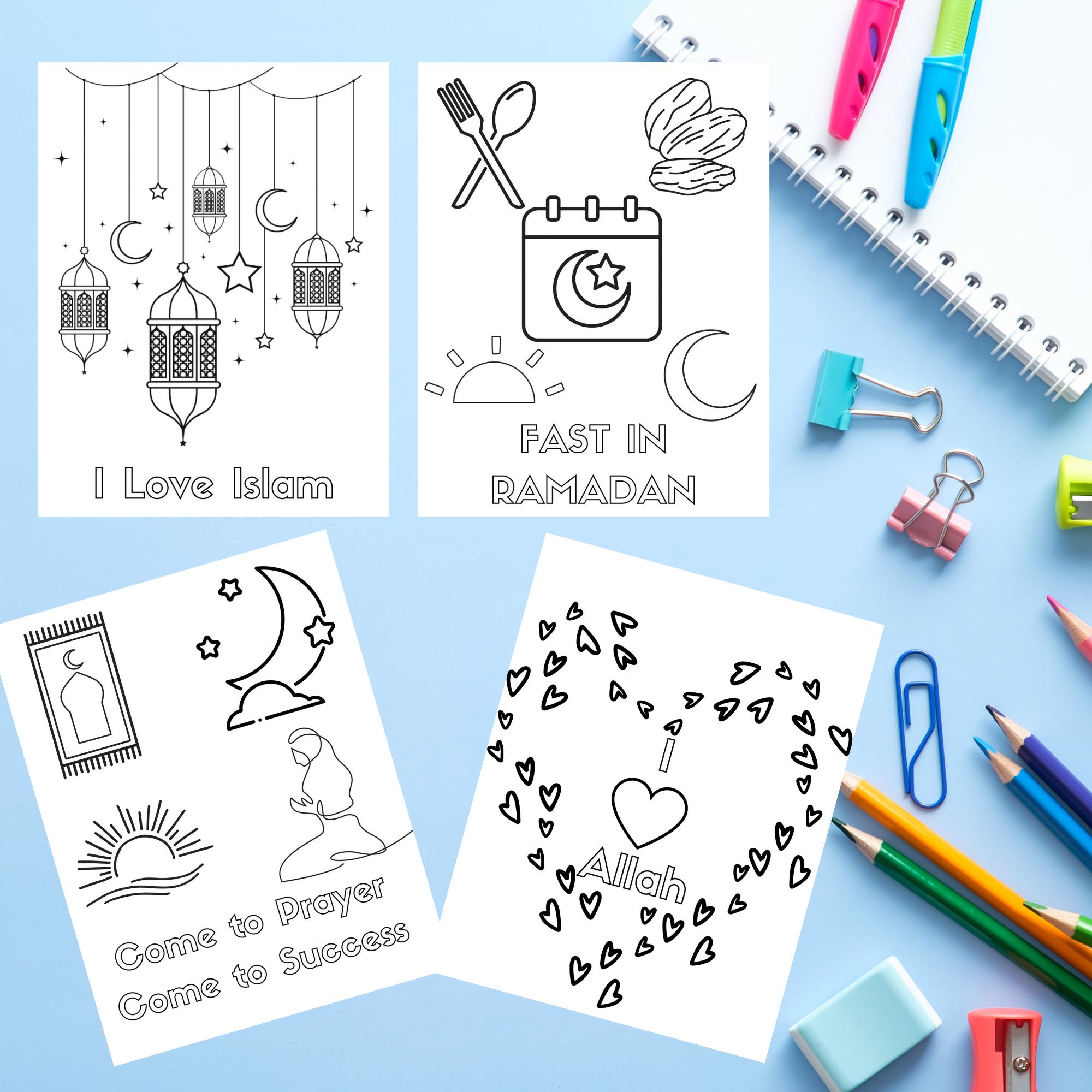 25 Kids Islamic Coloring Pages, Muslim Kids Coloring Book, Islamic Kids ...
