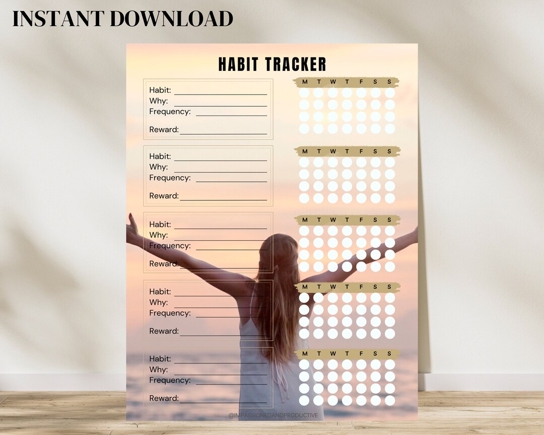 Printable Habit Tracker PDF Monthly, Weekly, Daily Goal, Fitness ...