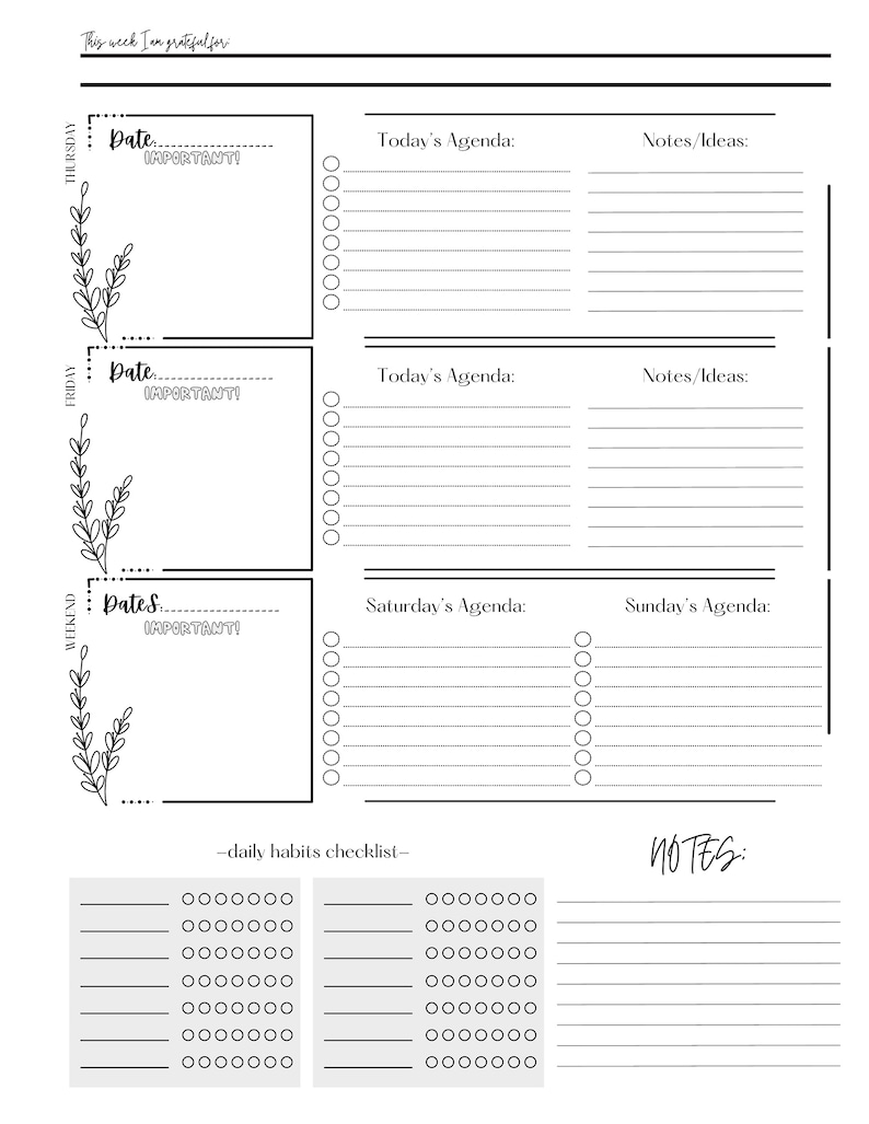 2-page Weekly Planner Layout, Undated - Etsy