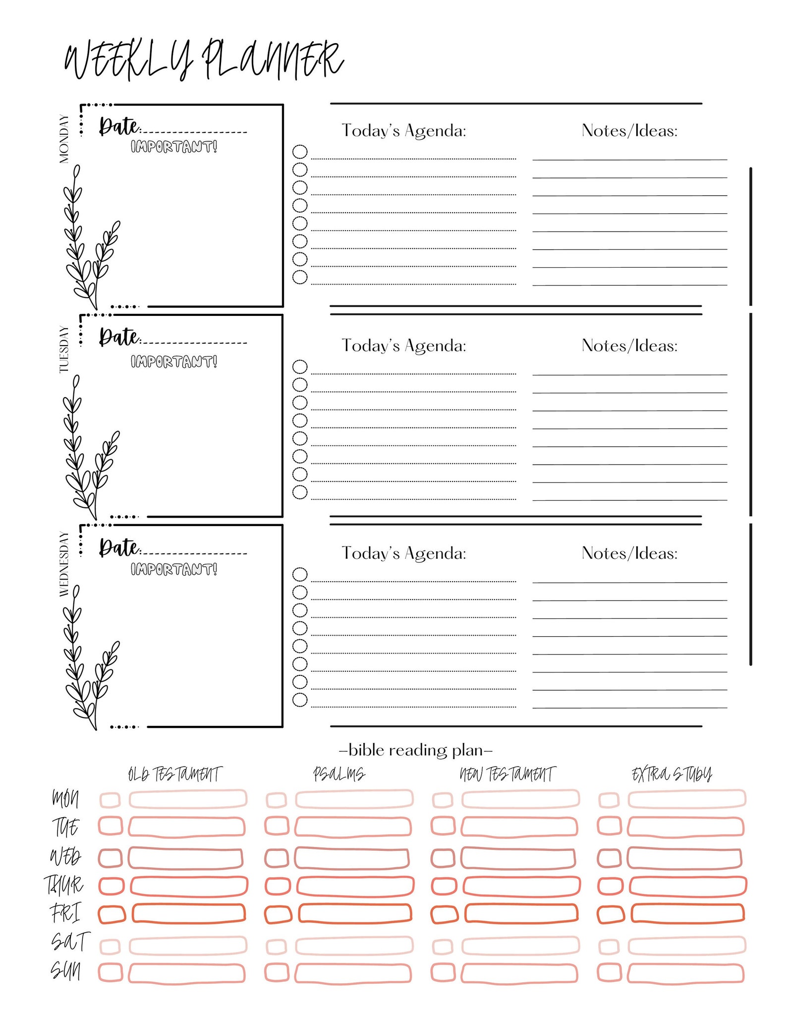 2-page Weekly Planner Layout, Undated - Etsy