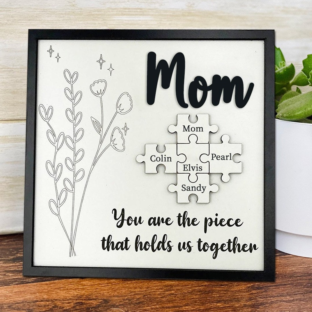 Custom Family Puzzle Pieces Sign With Name, Love Gifts for Grandma ...