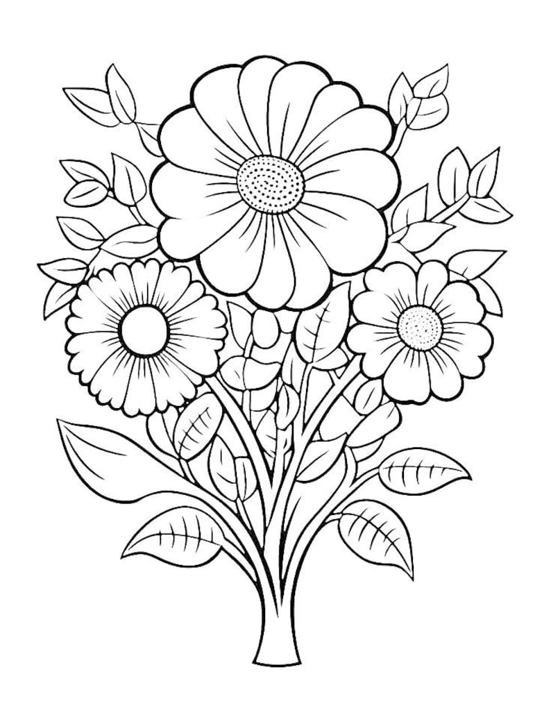 25 Best Flower Digital Coloring Pages - Etsy