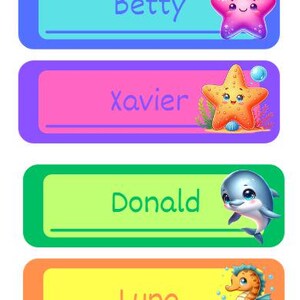 Underwater Bright Student Name Labels LARGE - Etsy