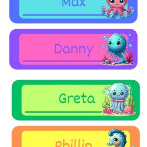 Underwater Bright Student Name Labels LARGE - Etsy