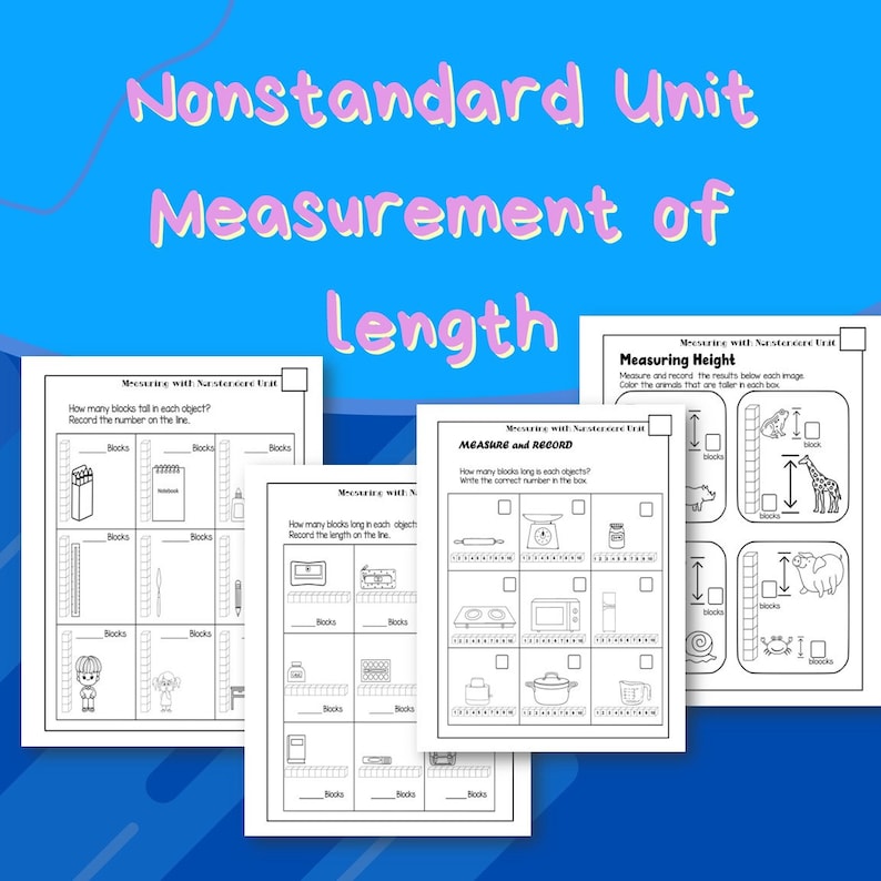 Math Nonstandard Units for Measurement of the Length Worksheets Block ...