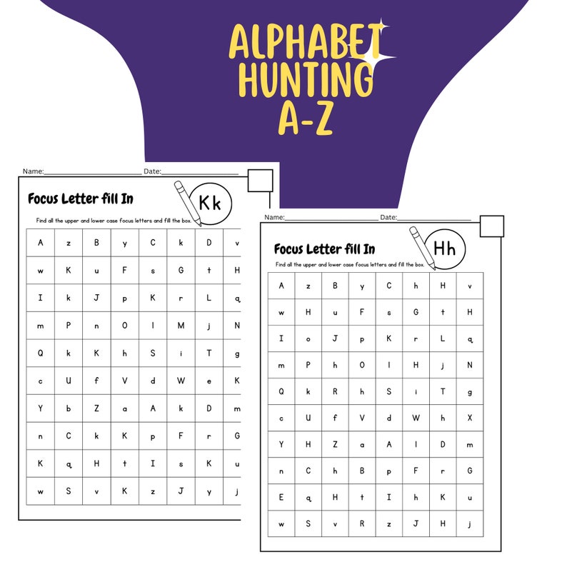 Alphabet Letter Tracing Printable Worksheets and Hunting Game Letter ...