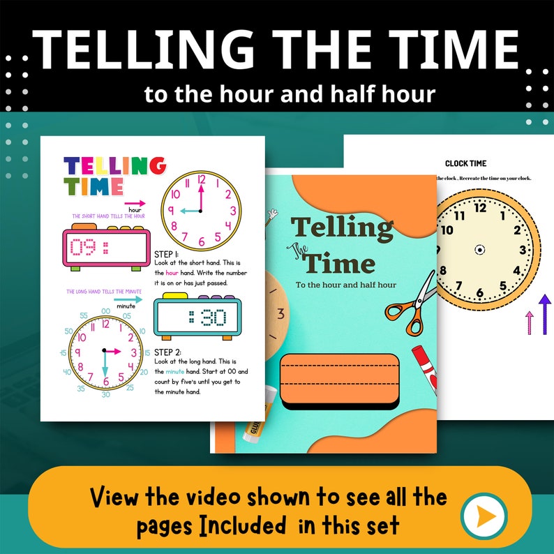 Telling Time Worksheets, Activity Game Digital Flashcards Printable ...