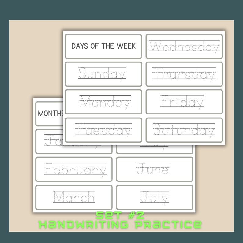 Printable Days of the Week Months of the Year Cards and Questions ...