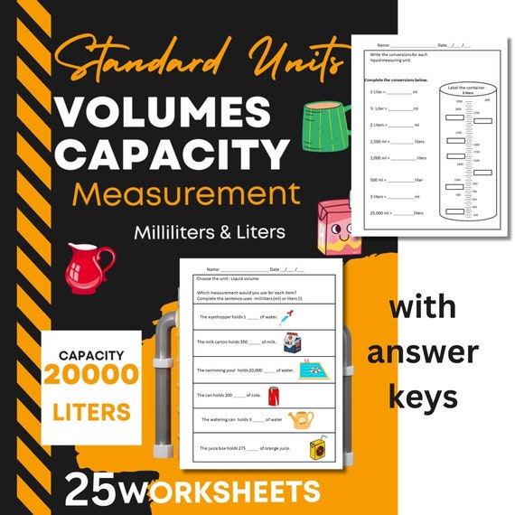 Volume And Capacity Worksheets Math Volume Lessons 5th Grade