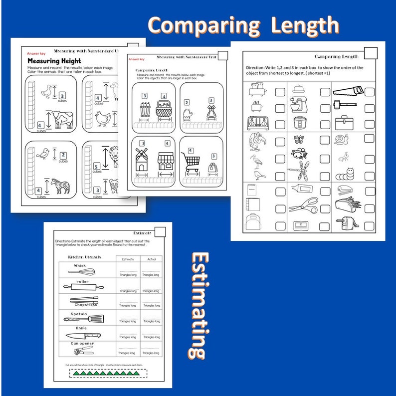 Math Nonstandard Units for Measurement of the Length Worksheets Block ...