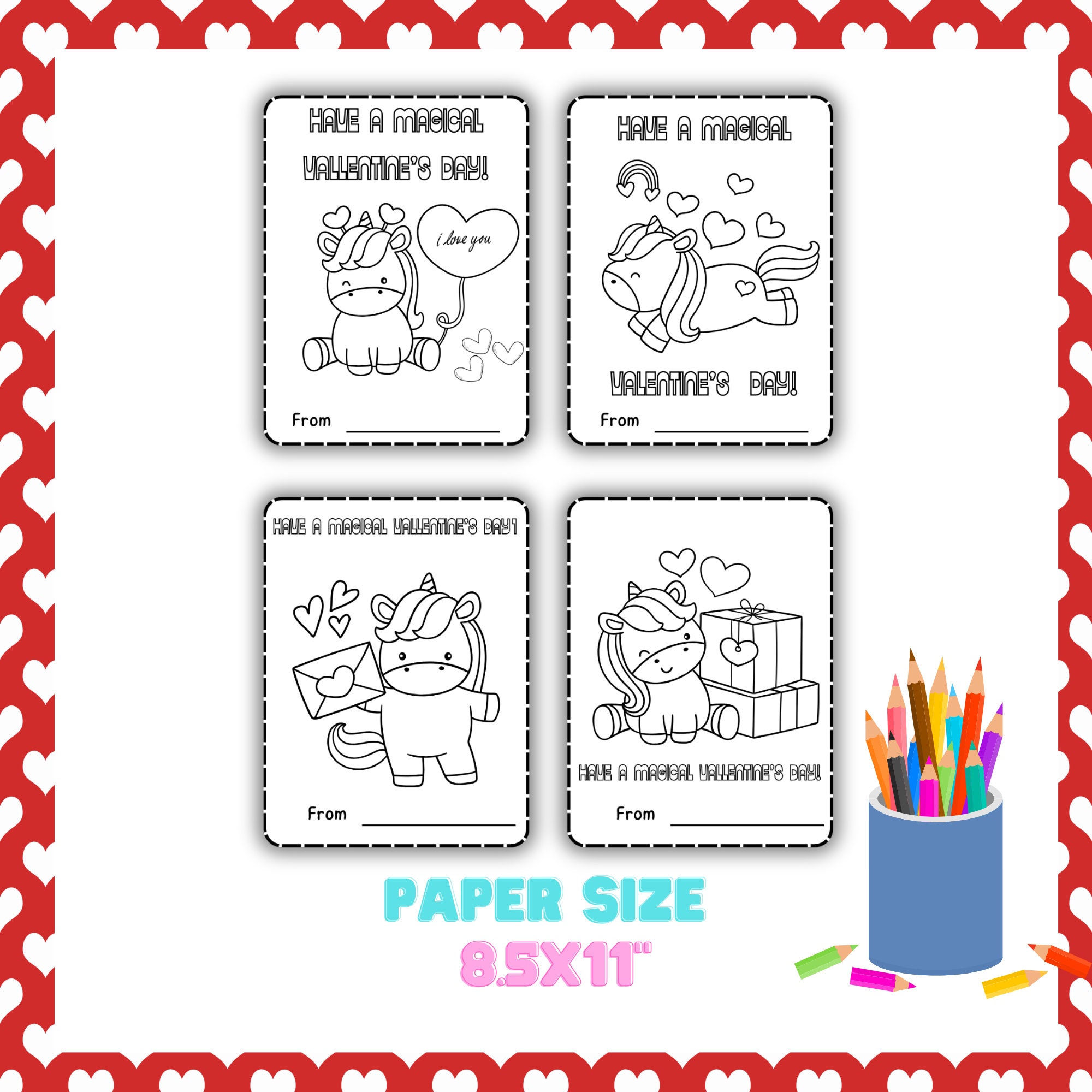 Valentine Printable Coloring Cards for Kids , Happy Valentine Day Cards ...