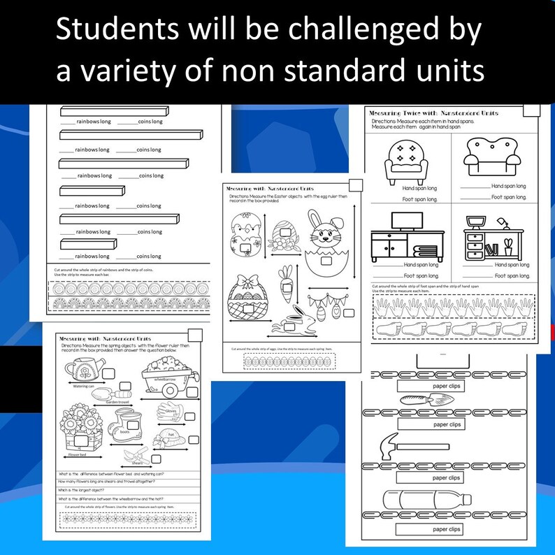 Math Nonstandard Units for Measurement of the Length Worksheets Block ...