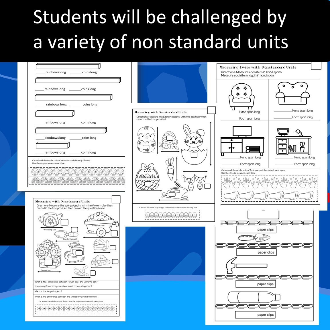 Math Nonstandard Units for Measurement of the Length Worksheets Block ...