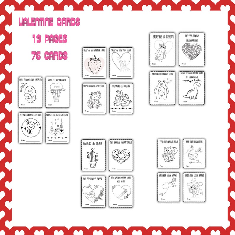 Valentine Printable Coloring Cards for Kids , Happy Valentine Day Cards ...