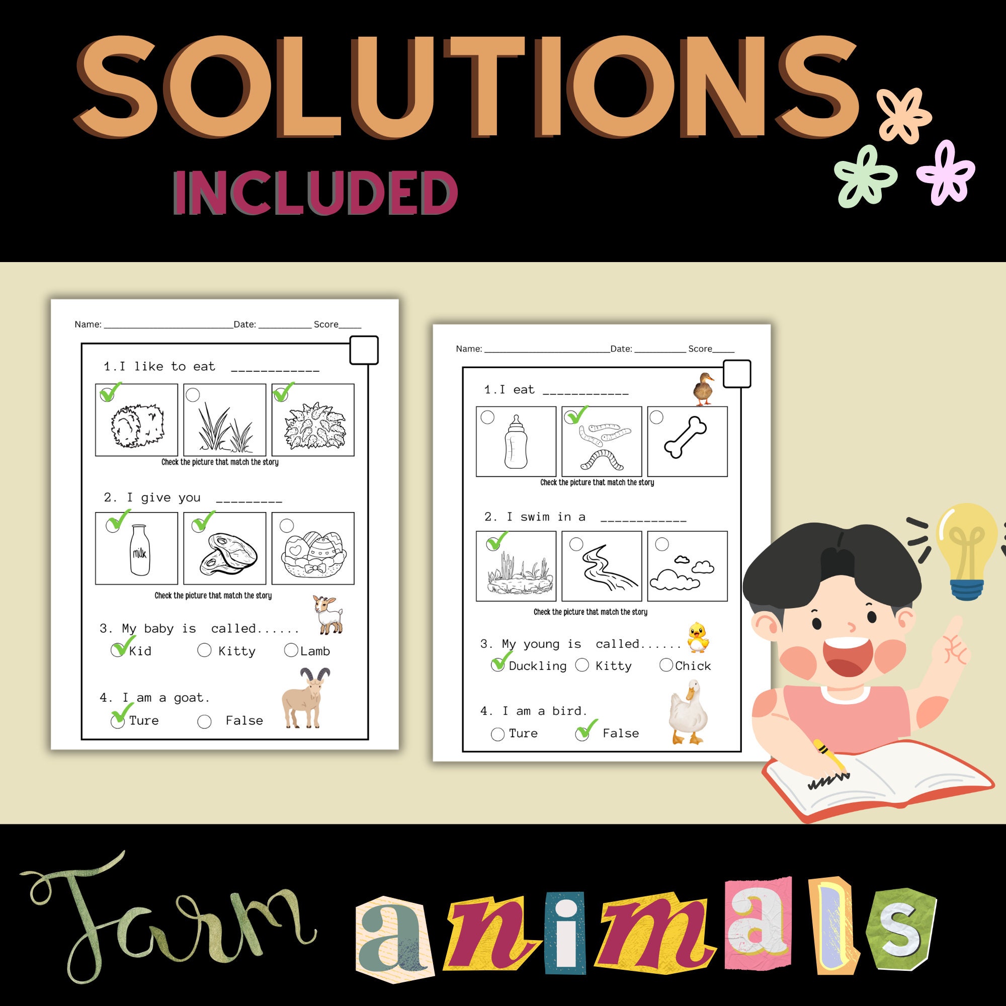 Reading Comprehension Passages Farm Animals Themes First Grade Activity ...