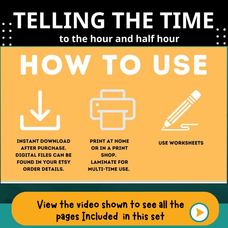 Telling Time Worksheets, Activity Game Digital Flashcards Printable ...