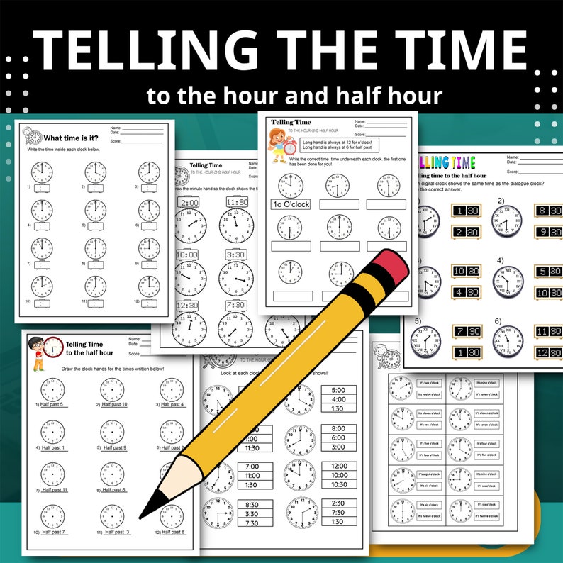 Telling Time Worksheets, Activity Game Digital Flashcards Printable ...