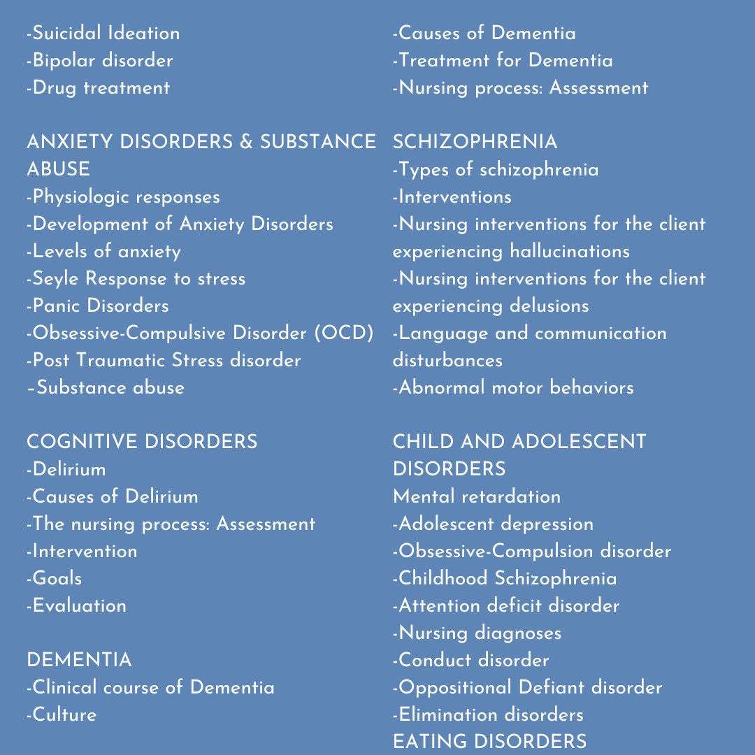 Mental Health Disorder Bundle Nursing Notes Study Guide, Psychologist ...