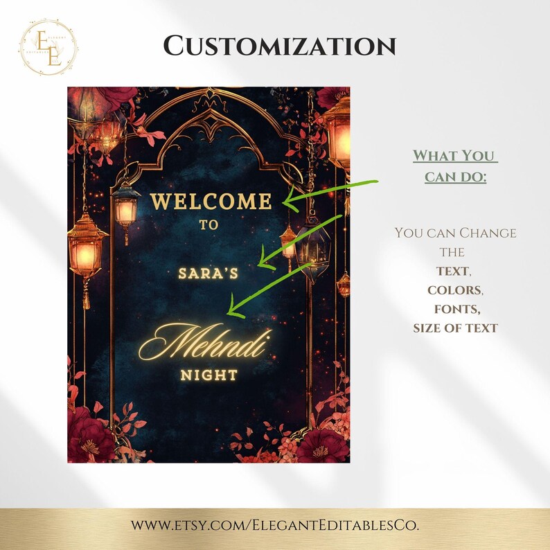 Mehndi Welcome Signs | Haldi & Sangeet Decor | Editable Indian Wedding ...