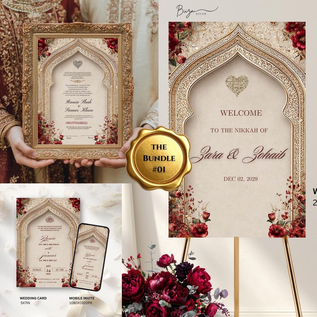 Editable Nikkah Certificate & Wedding Invite Bundle (canva Download) - Etsy