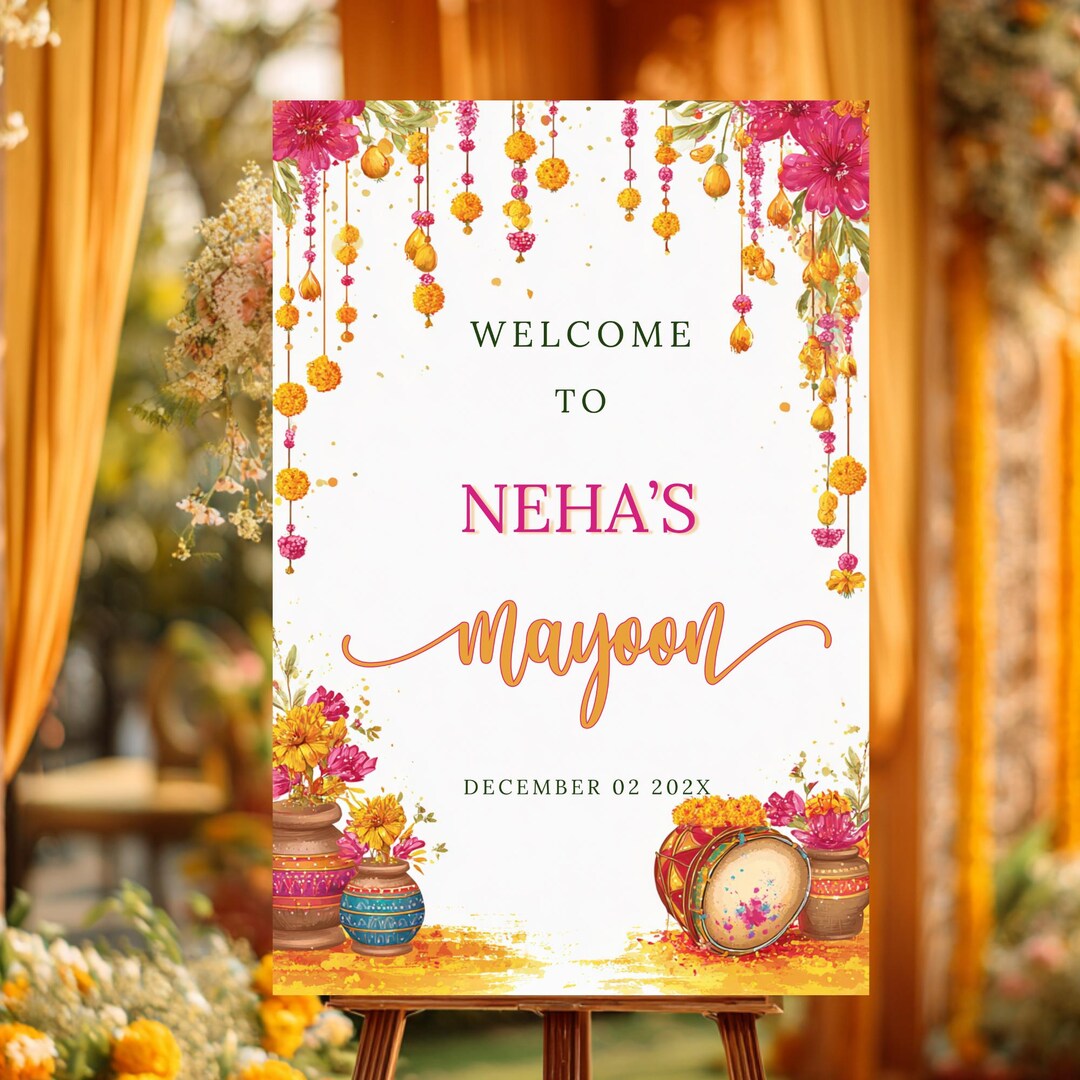 Personalized Mehndi Welcome Sign, Indian Wedding Decor (printed or ...