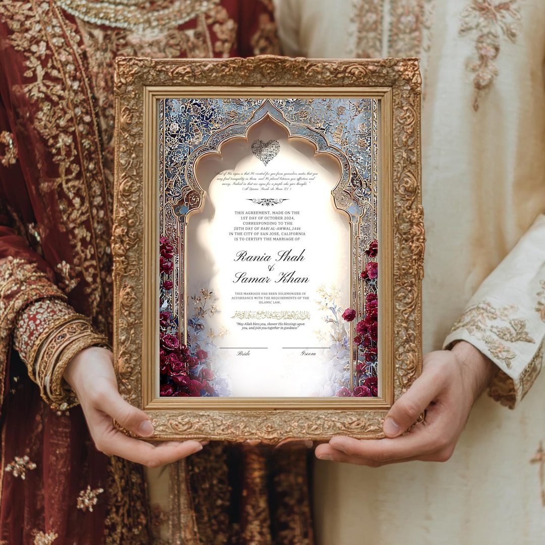 Custom Islamic Nikkah Certificate: Elegant Wedding Keepsake (digital ...