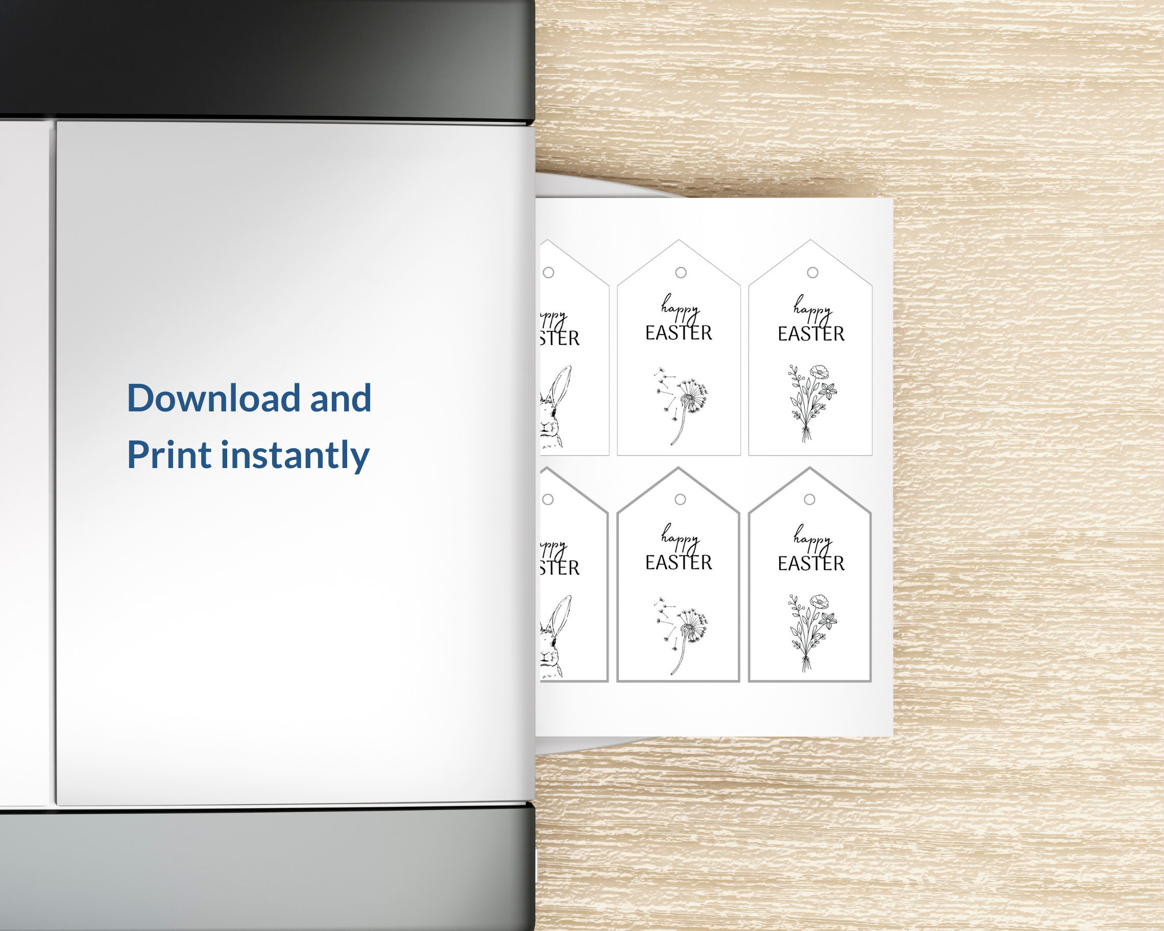 Minimalist Black and White Easter Gift Tag Printable, Spring Easter ...